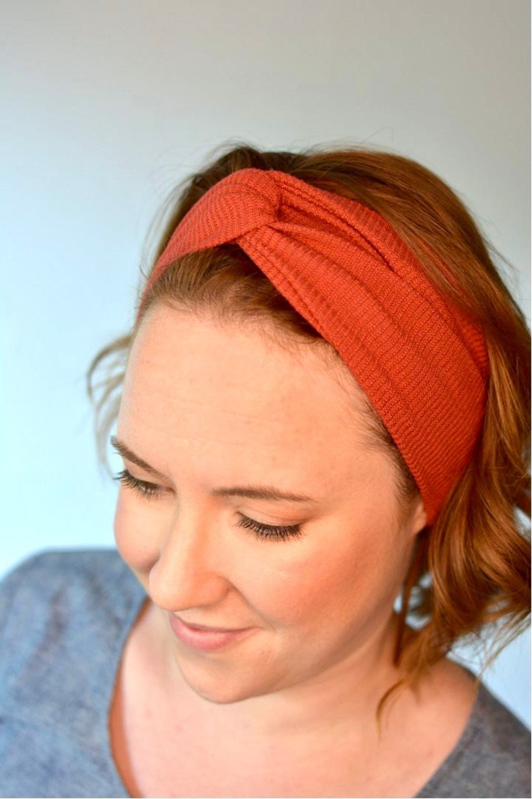 Thermal Knit Headband Rust Turban Headband Rust Color Cozy Headband ...
