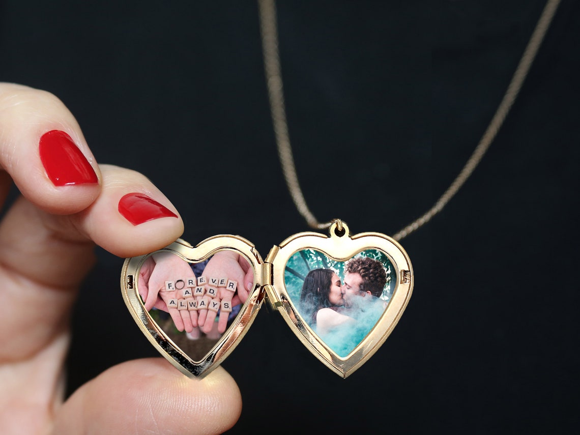 Custom Locket Necklacecustom Photo Necklacesheart | Etsy