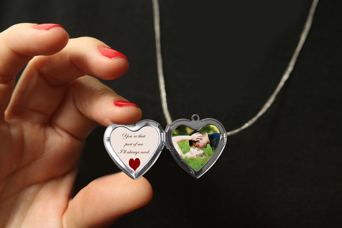 Custom locket necklacecustom photo necklacesheart | Etsy