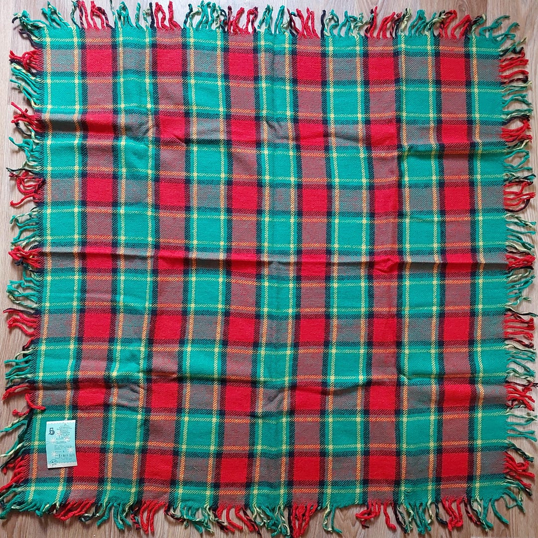 Vintage Wool Checkered Scarf - Ukrainian Soviet Shawl, Red and Green - Etsy