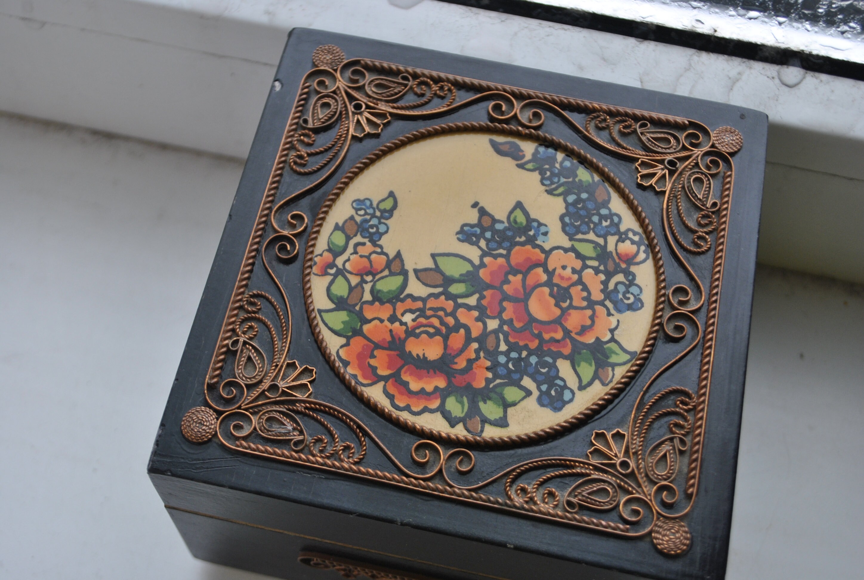 Vintage Black Wooden Jewelry Box Accessories Box 1970s - Etsy