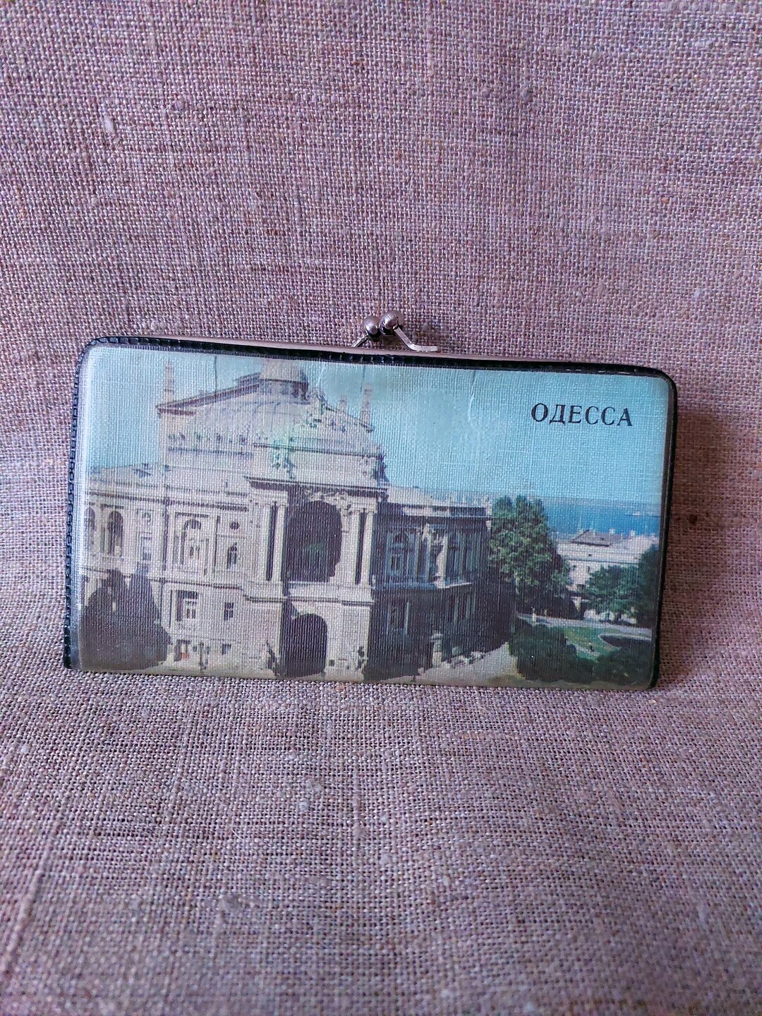 1980s Odesa Vinyl Large Women's Money Purse With Color Paper Print ...
