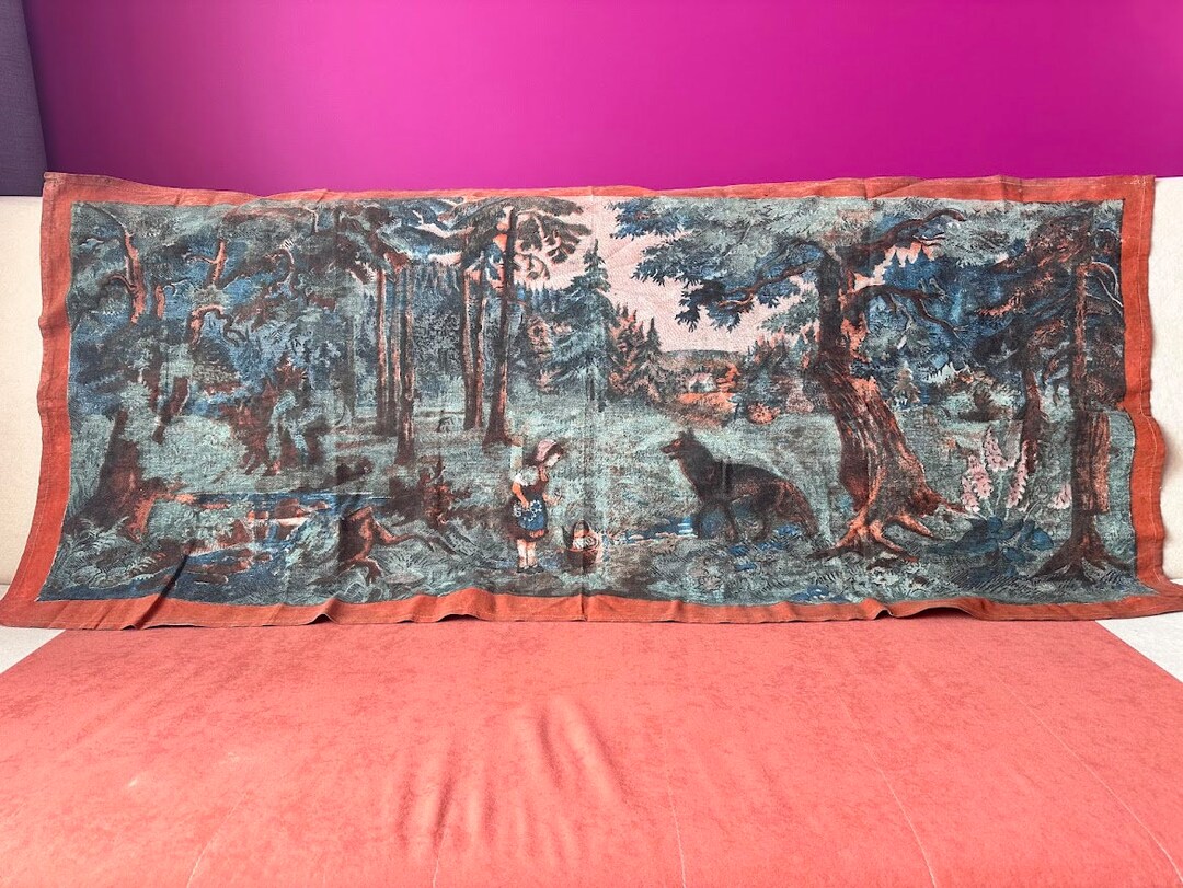 1950 Carpet Tapestry Little Red Riding Hood, Wall Decor, Gabilen - Etsy