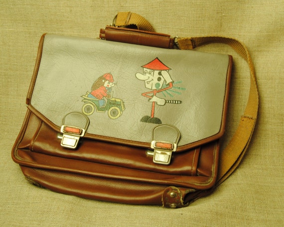 Soviet school bag brown color with the image of fairy… - Gem