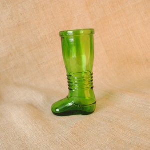 Vintage Boot Shaped Shot Glass, Schnaps Glass in Green Color, Unusual ...