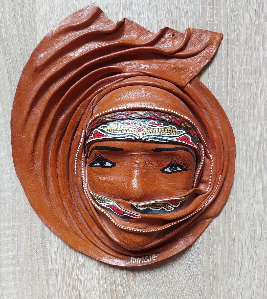 Decorative Wall Mask - Ancient Berber Tuareg Woman Leather Face Mask ...