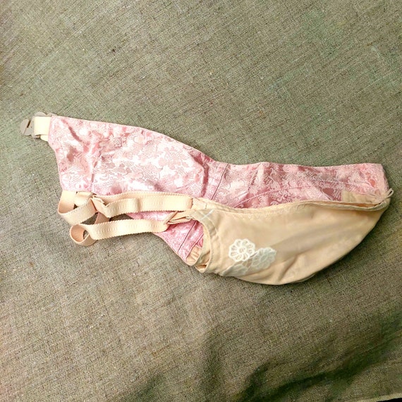 Soviet 1980s Pink Cotton Bra Large Size - Handmade Vi… - Gem