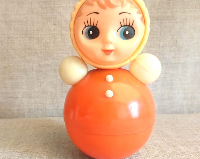 Soviet ROLY POLY Red Nevalyashka Doll - Big Plastic Collectible Toy ...