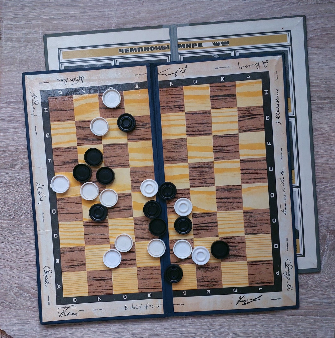 Checkers or Chess Board, Folding, With Photos of World Chess Champions ...