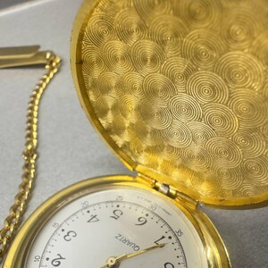 1990s Goldtone Quartz Pocket Watch With Chain, ESSO Super Tiger ...