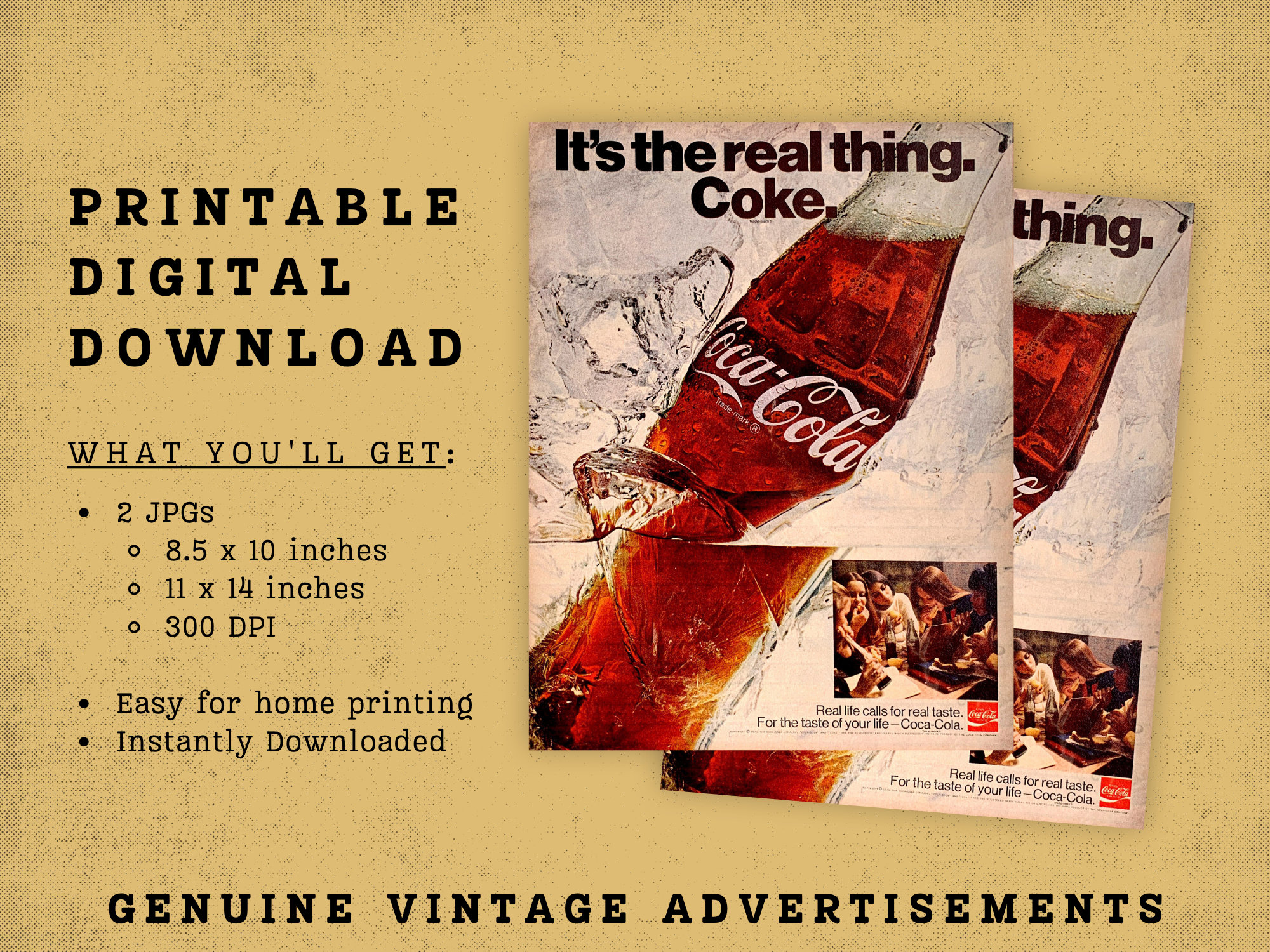 Coke Printable Vintage Ad, Digital Download, Retro Coke, Soda Art ...