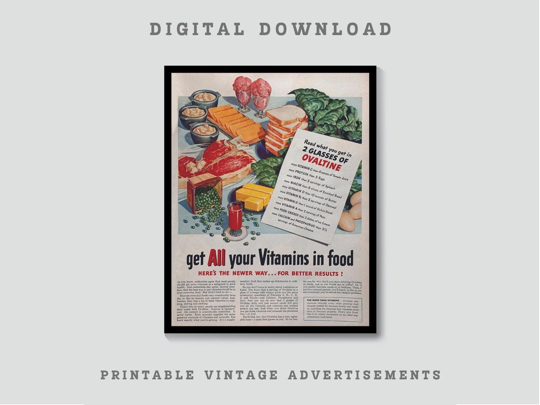 Ovaltine Printable Vintage Ad, Digital Download Retro Food Drink Art ...