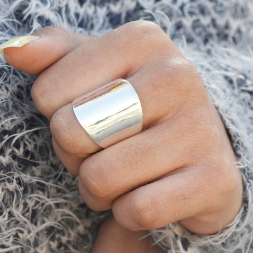 Long Silver Ring Large Silver Ring Wide Tube Ring Extra - Etsy Israel