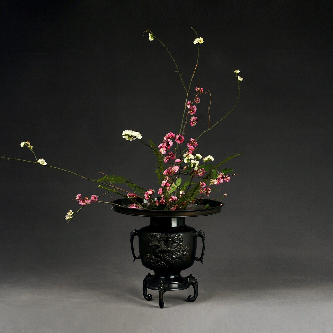 Japanese Meiji Period Bronze Usubata Vase ,ikebana Vase,ikebana Usubata ...