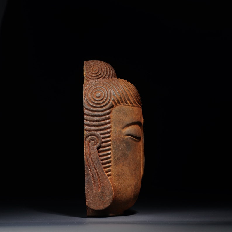 Japanese Iron Buddha Head Sculpture: Home Decor Art,religion,yoga, Zen ...