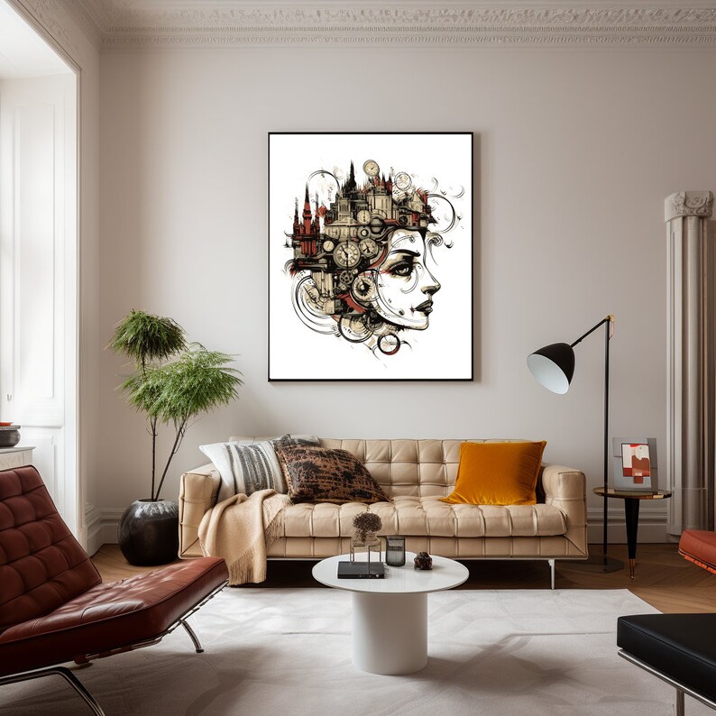 Vintage Line Art Lady Poster - Etsy