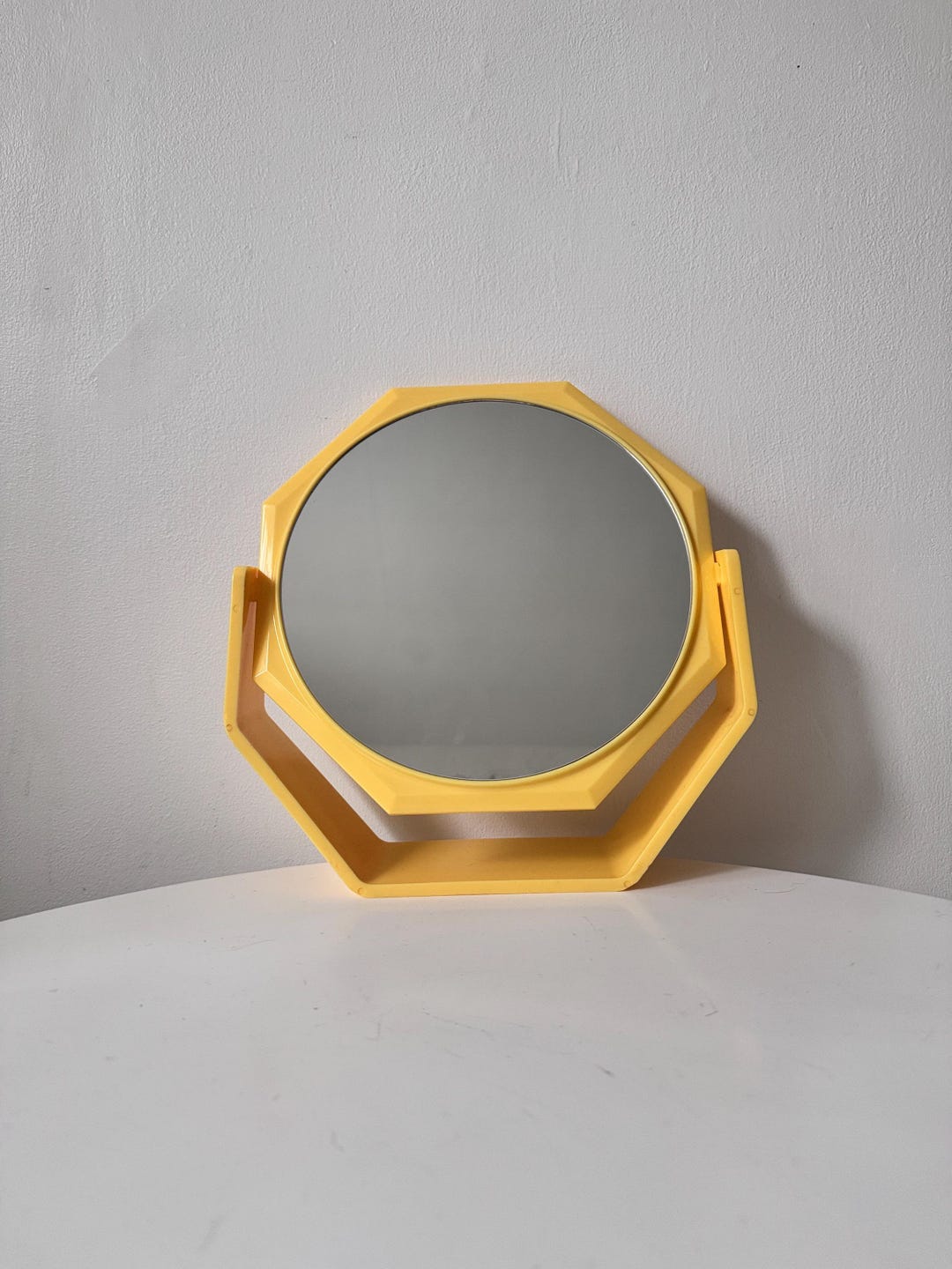 70s Soace Age Plastic Hexagonal Yellow Vanity Mirror - Etsy