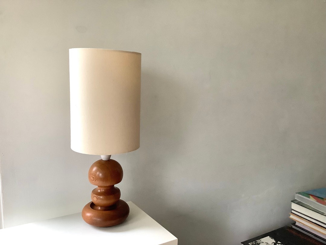 Mid Century Modern Hooped Wooden Bobbin Lamp With Natural - Etsy