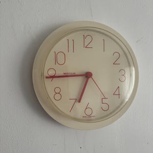 Vintage 80s Red Cream Westclox Wall Clock - Etsy