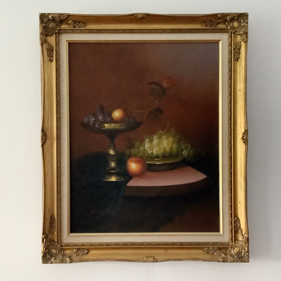 Vintage Original Still Life Oil Painting in Gold Gilt Frame - Etsy