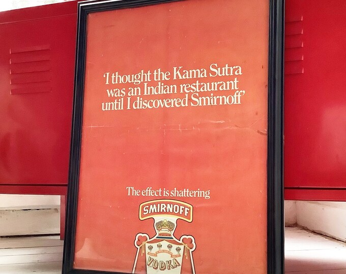 Vintage 70s Original Advertising Poster Smirnoff Vodka Karma Sutra ...