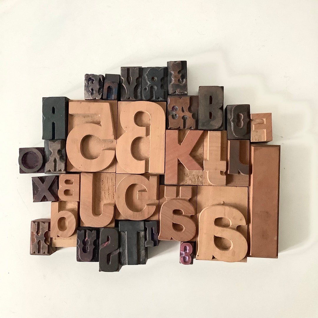 Vintage Wooden Block Print Letters Mixed Collection - Etsy