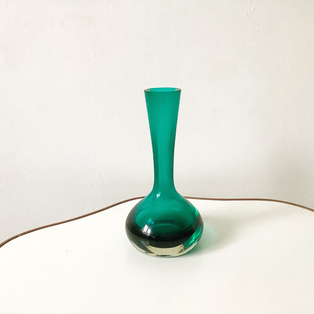 Vintage Green Heavy Base Vase Riihimäen Lasin Maljakko - Etsy