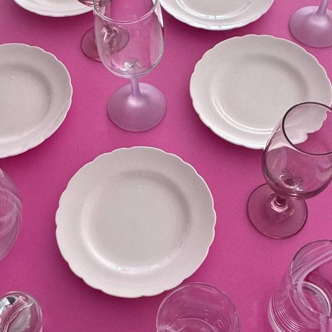 Vintage Pretty Scalloped Pastel Pink Tuscan Fine China Side Plate Set ...