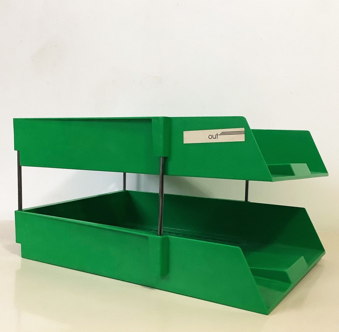 80s Stacking Desk Tidy Tray, Paper Organiser Tray, Retro Office Tidy ...