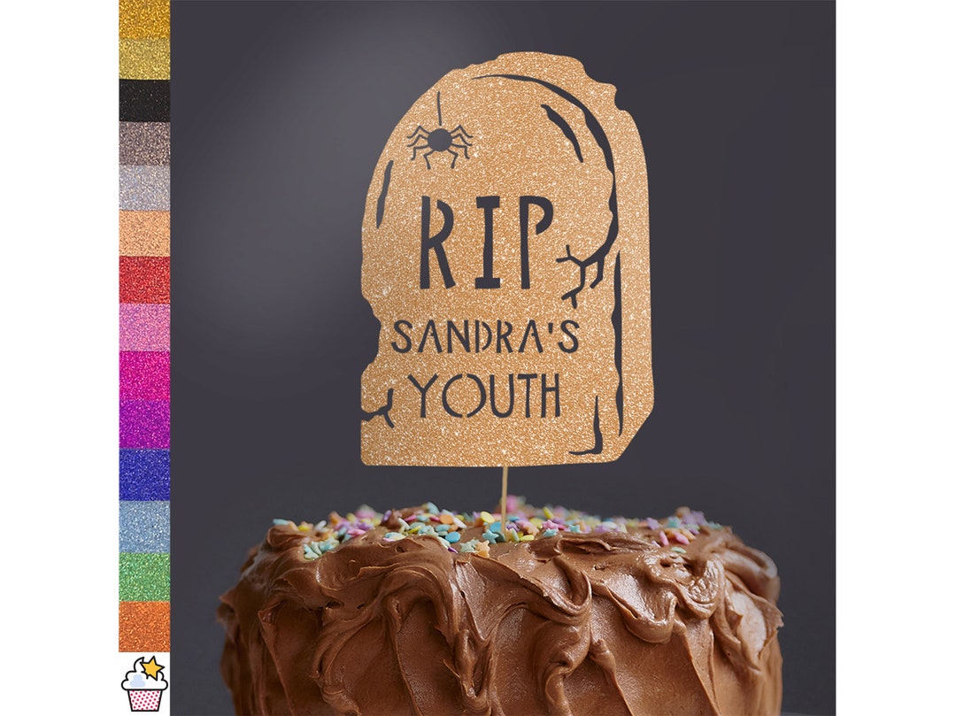 Cakeshop Personalised Funny RIP Youth Tombstone Birthday Glitter Cake ...