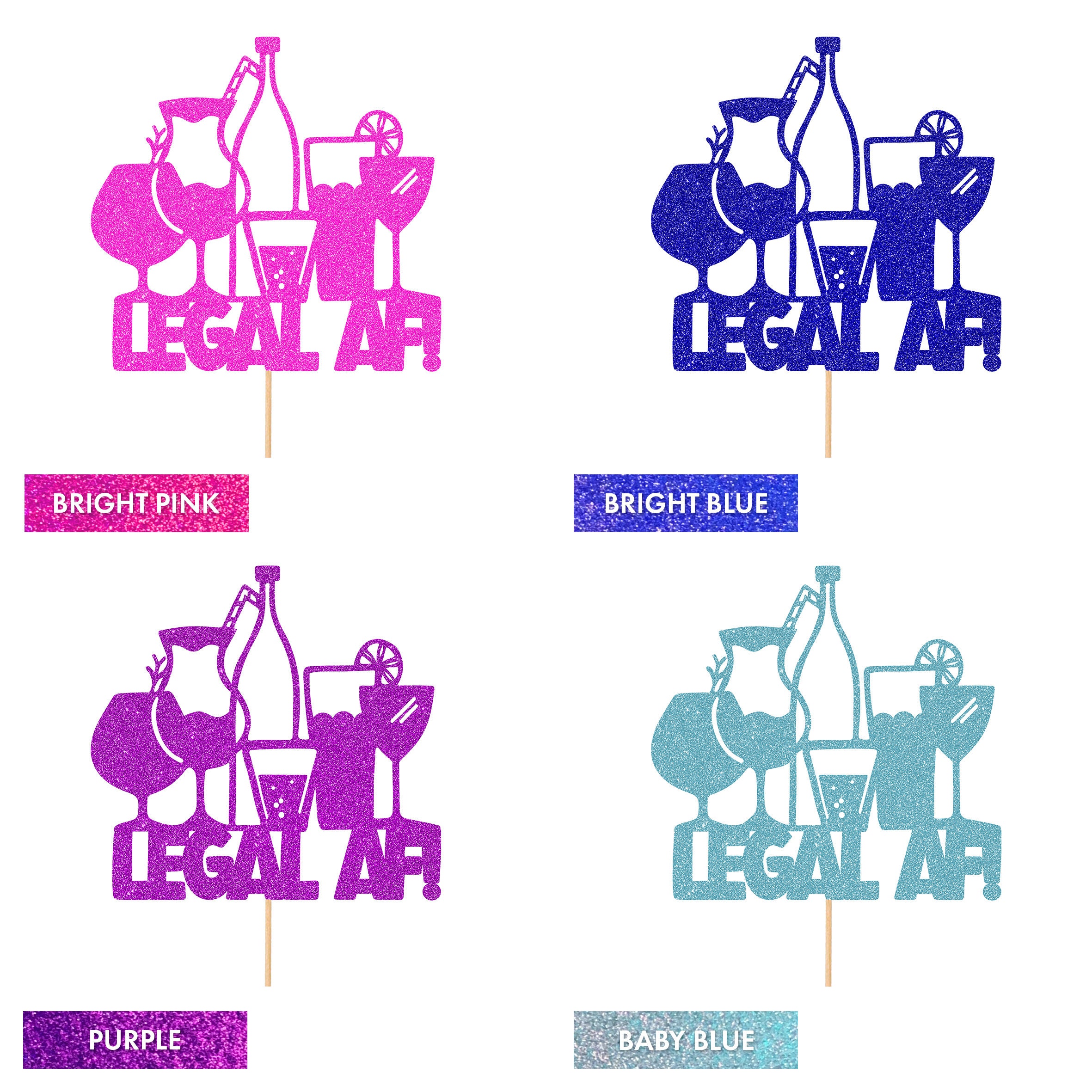 Legal AF 18th Birthday Alcohol Glitter Cake Topper Choose - Etsy