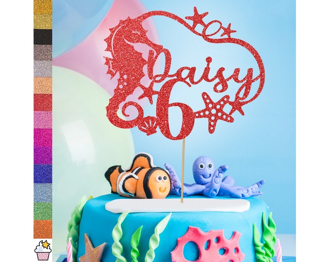 Seahorse Wedding Cake Topper Bride and Groom Beach Themed Wedding ...