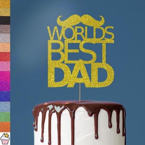 Worlds Best Dad Happy Fathers Day Dad Daddy Glitter Cake - Etsy UK