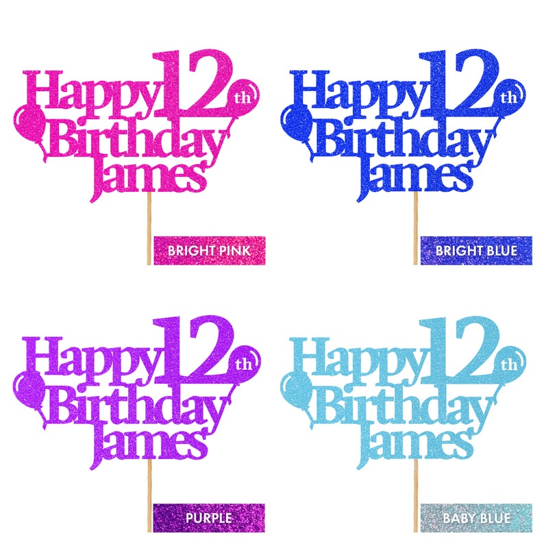 Personalised Happy Birthday Glitter Cake Topper By Cakeshop Etsy