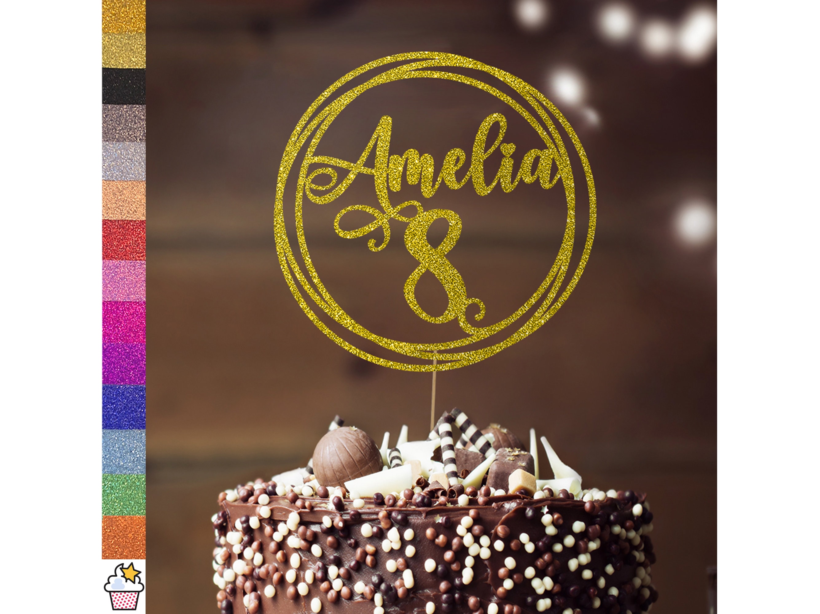 Personalised Birthday Glitter Cake Topper by Cakeshop Custom - Etsy