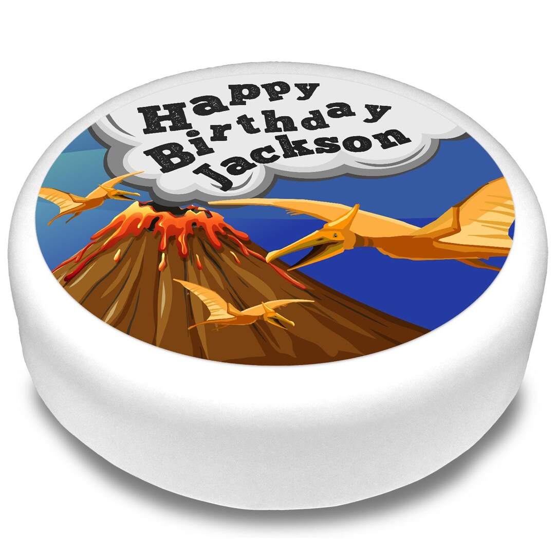 Cakeshop Personalised Edible Cake & Cupcake Toppers Dino Volcano | Your ...