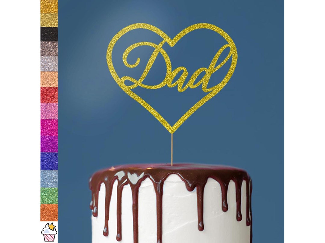 Día del Padre Papá Amor Corazón Papá Glitter Cake Topper Decoración ...