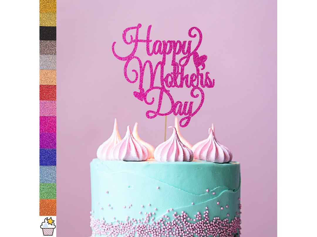 Happy Mothers Day Glitter Cake Topper by Cakeshop | Love Heart Cake ...