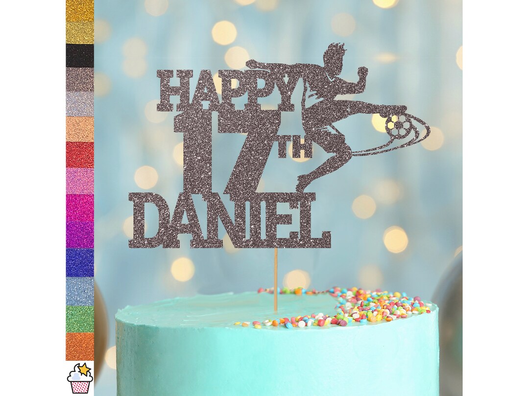 Personalised Birthday Glitter Cake Topper by Cakeshop Custom Colour Any ...