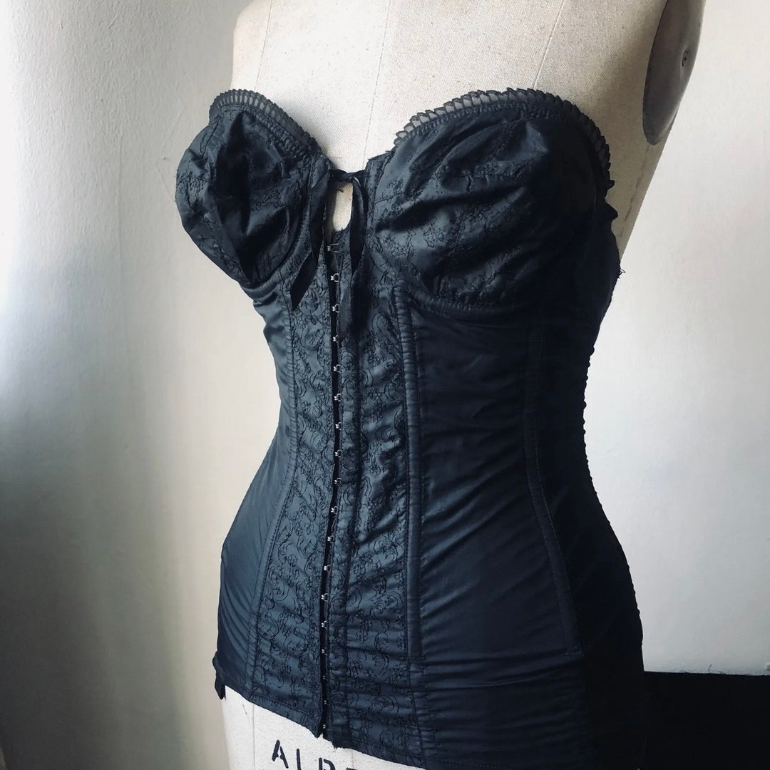 Vintage Rene of Hollywood Black Eyelet Corset Bustier - Etsy