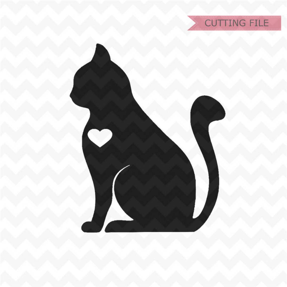 Katze mit Herz Svg-Dateien für Cricut und Silhouette Svg und - Etsy