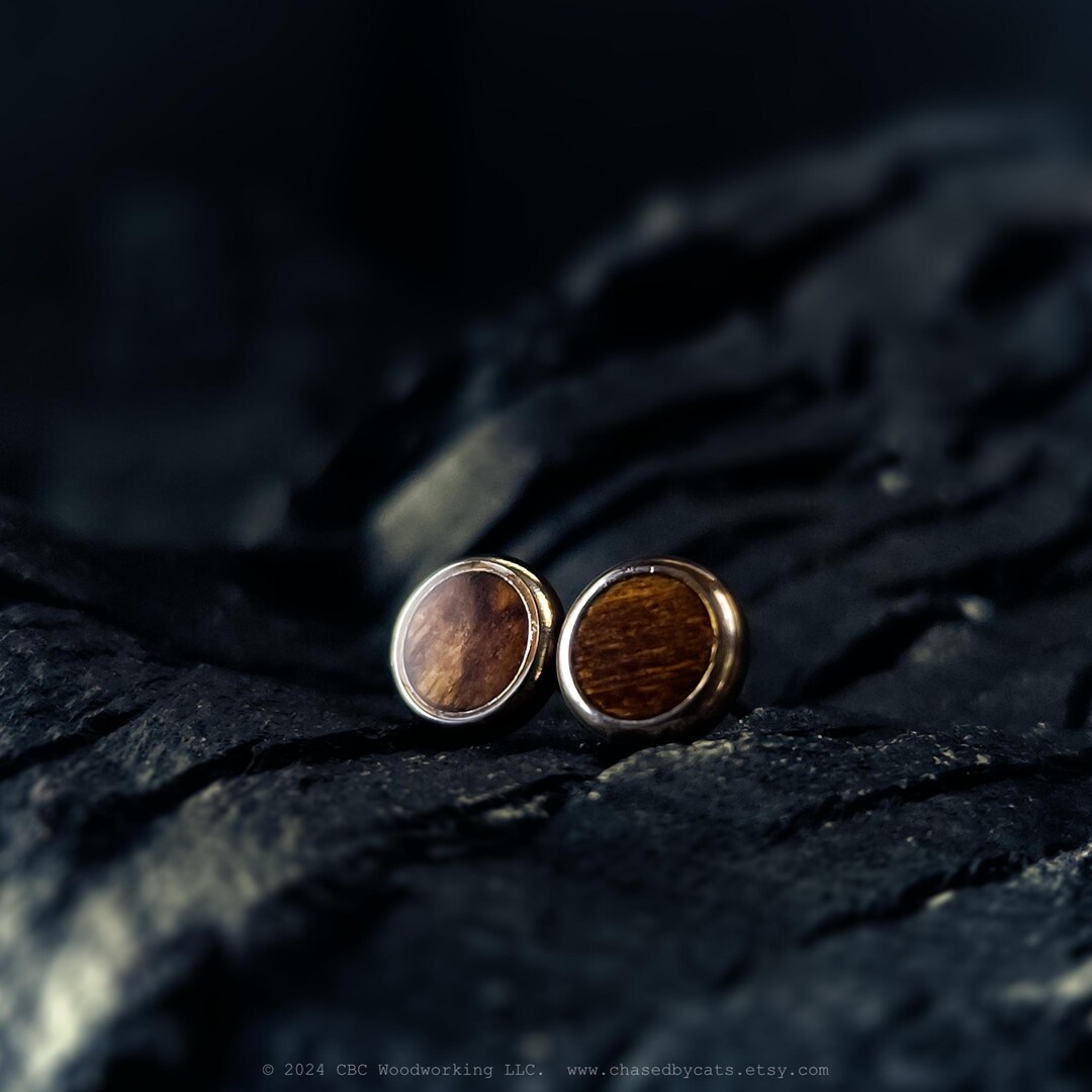 Marbled Heart Ako Wood Stud Earrings – Heat Colored Stainless Steel ...