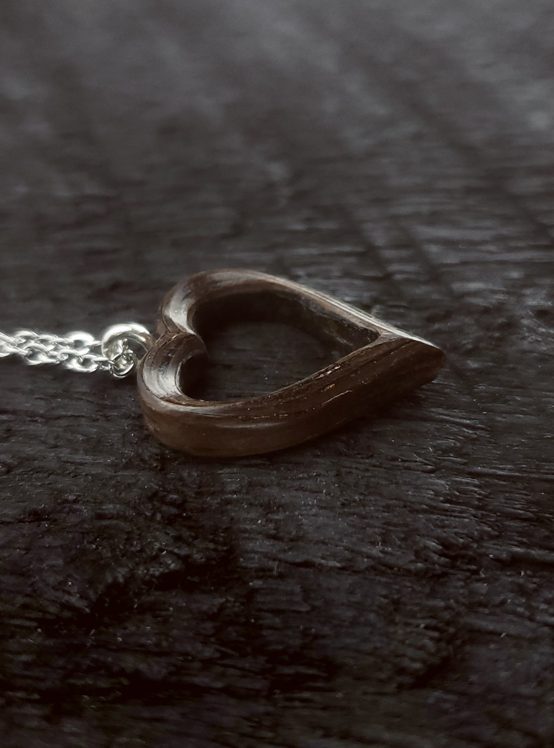 Small Open Heart Necklace, Wood Anniversary Gift, 5 Year Anniversary - Etsy