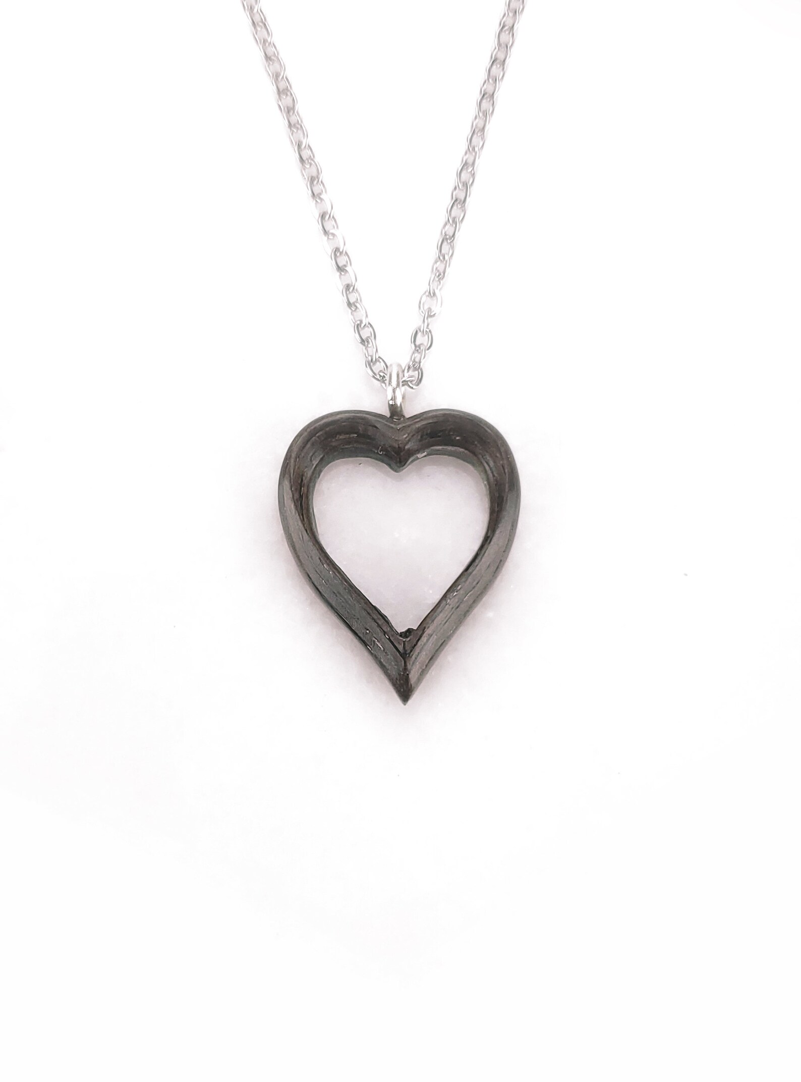 Small Open Heart Necklace Wood Anniversary Gift 5 Year - Etsy