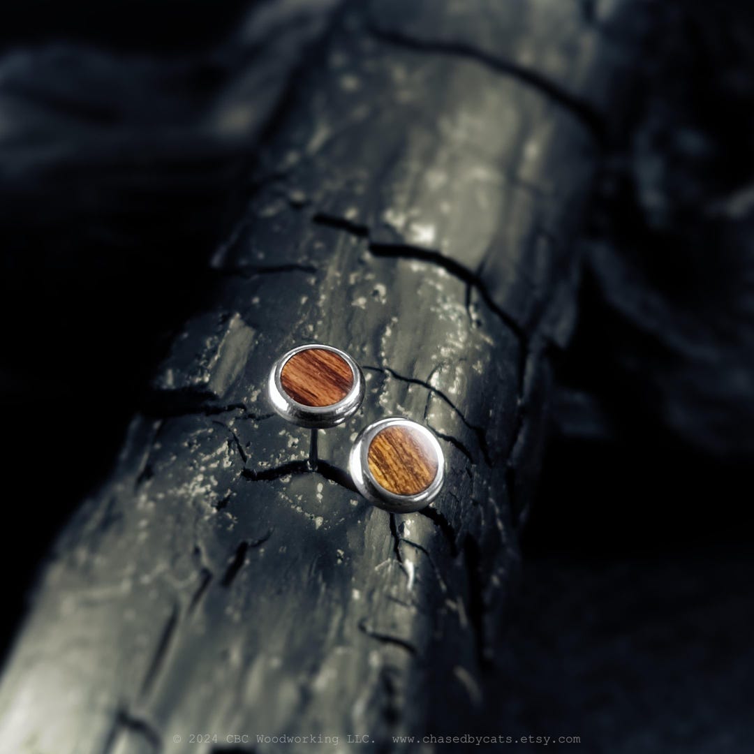 Marble Heart Ako Wood Stud Earrings – Handmade, Rich & Unique Natural ...