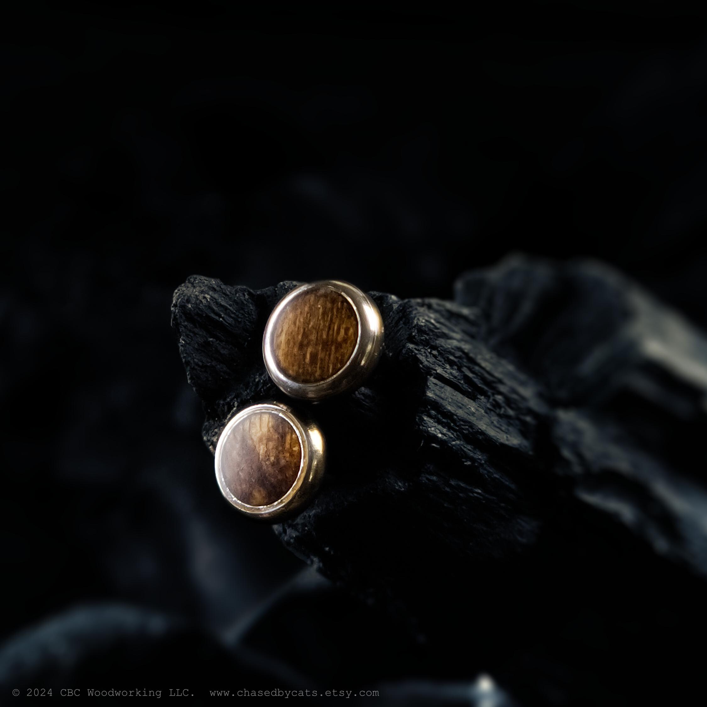 Marbled Heart Ako Wood Stud Earrings – Heat Colored Stainless Steel ...