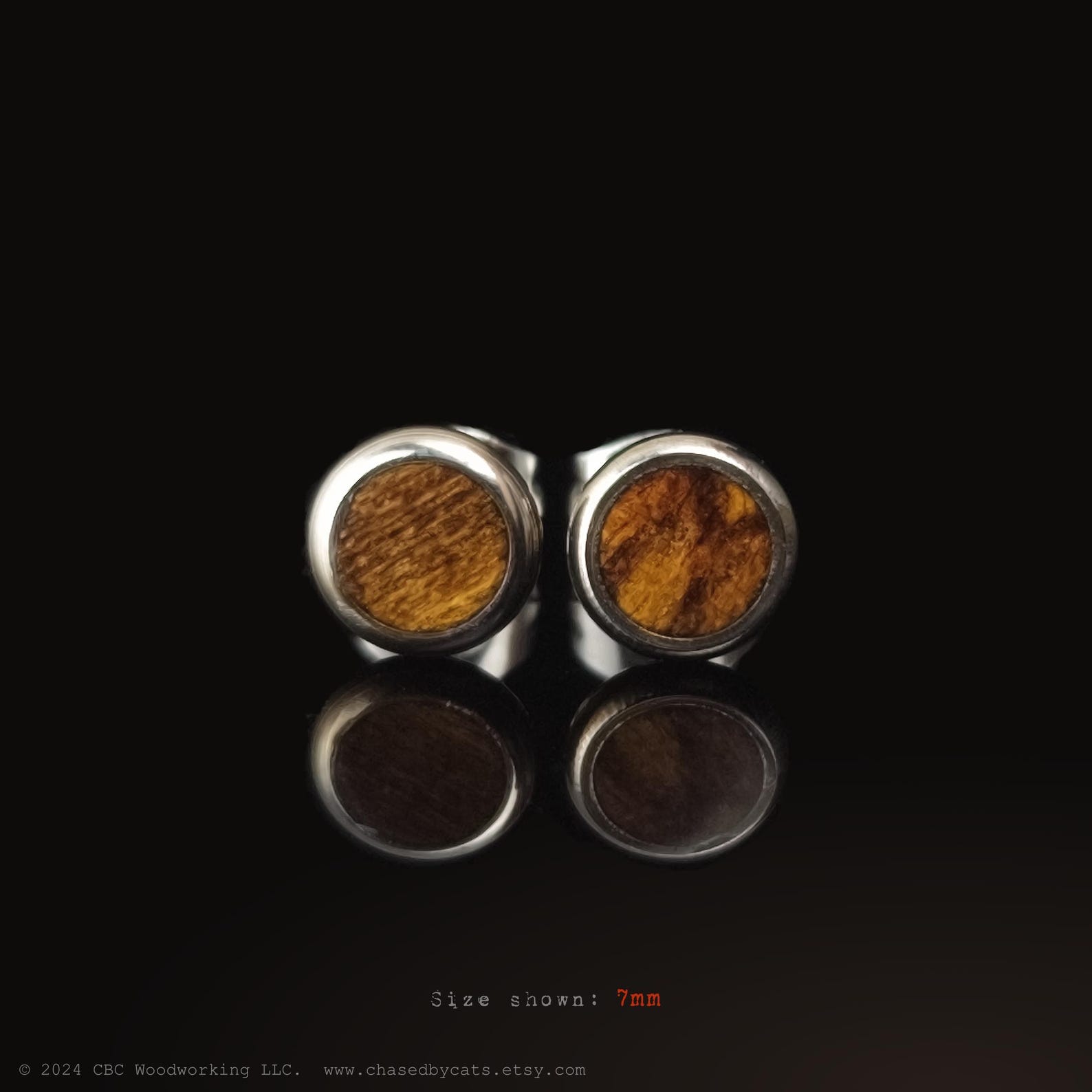 Marbled Heart Ako Wood Stud Earrings – Heat Colored Stainless Steel ...