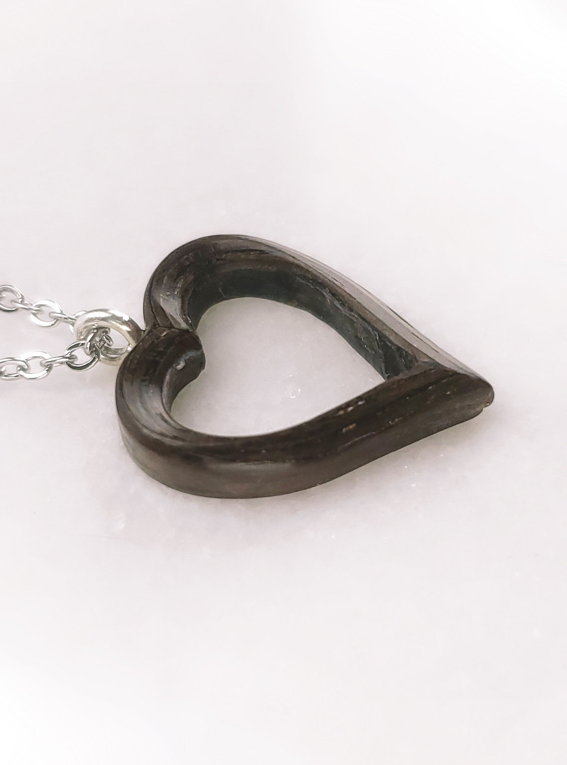 Small Open Heart Necklace Wood Anniversary Gift 5 Year - Etsy