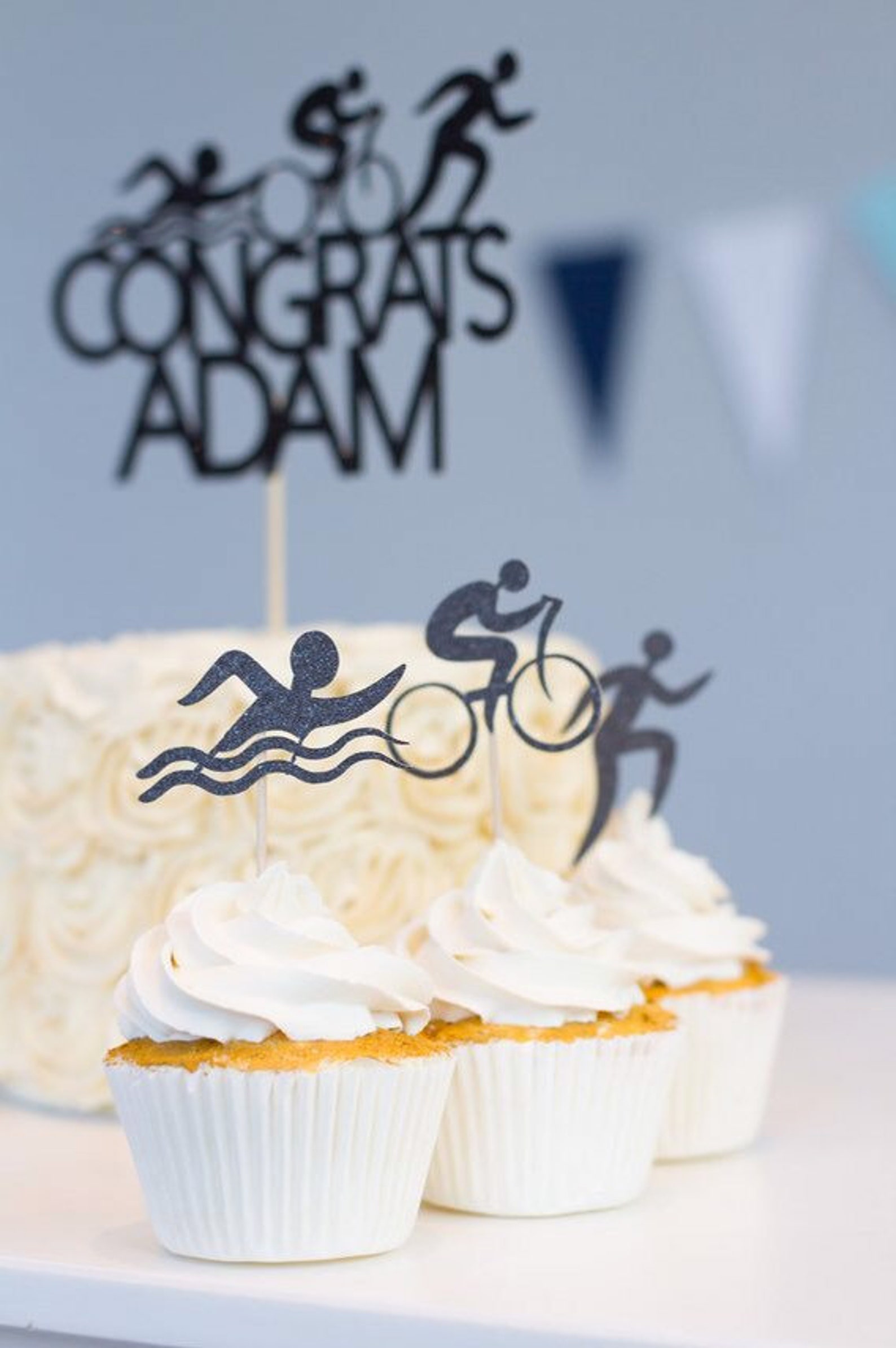 Triathlon Cupcake Toppers Triathlon Birthday Cake Decoration - Etsy UK