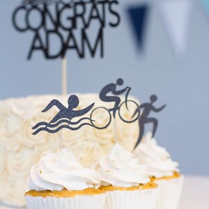 Triathlon Cupcake Toppers Triathlon Birthday Cake Decoration - Etsy UK